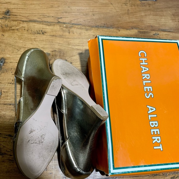 Charles Albert | Shoes | Charles Albert Bronze Metallic Wedge Heels ...